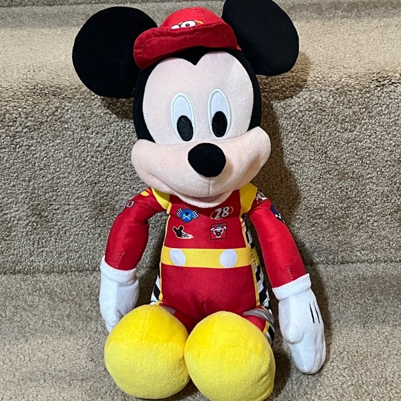 Disney | Toys | Disney Mickey Mouse Race Car Driver Plush Red Pit Crew ...